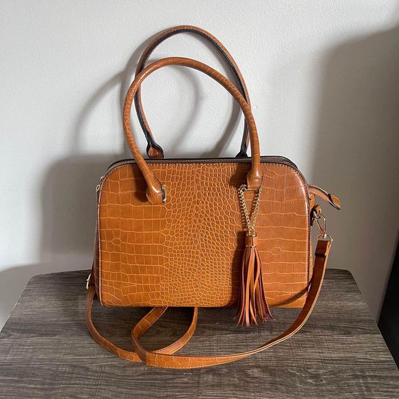 Emperia | Bags | Emperia Damien Tassel Brown Cognac Womens Satchel ...